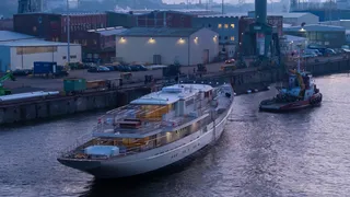 90m Royal Huisman schooner Athena enters refit at Lürssen